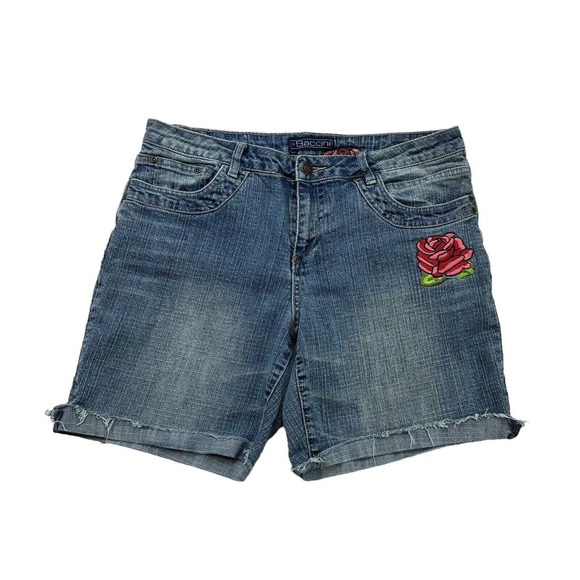 Baccini | Shorts | Baccini Jean Shorts Womens 2 Blue Denim Embroidered ...
